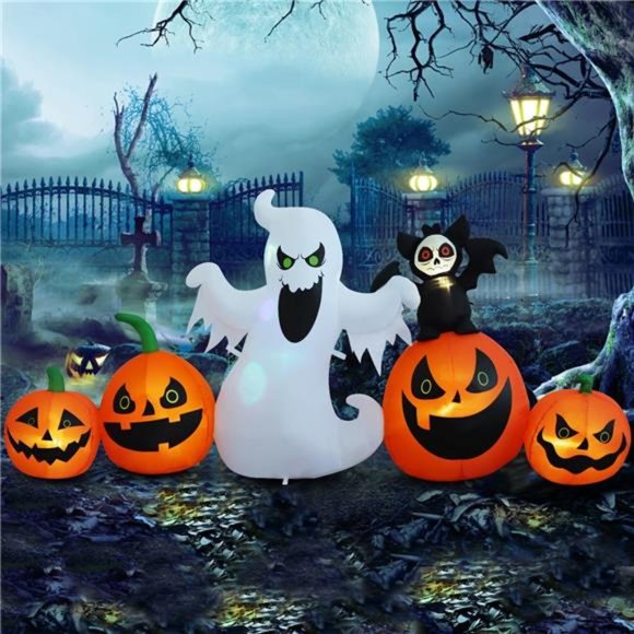 Holiday | 8ft Bat Pumpkin Row Stand Halloween Inflatable Outdoor Decor ...